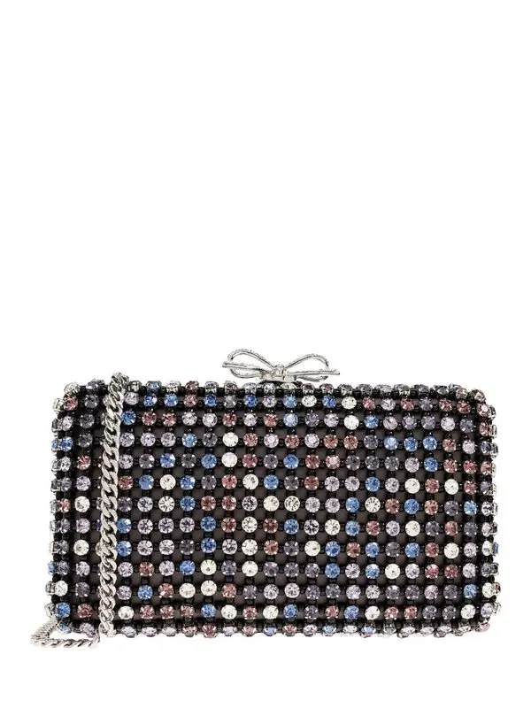 SELF-PORTRAIT Clutch With Shimmering Crystals - Black