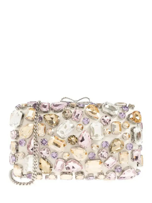 SELF-PORTRAIT Clutch With Shimmering Crystals - Cream