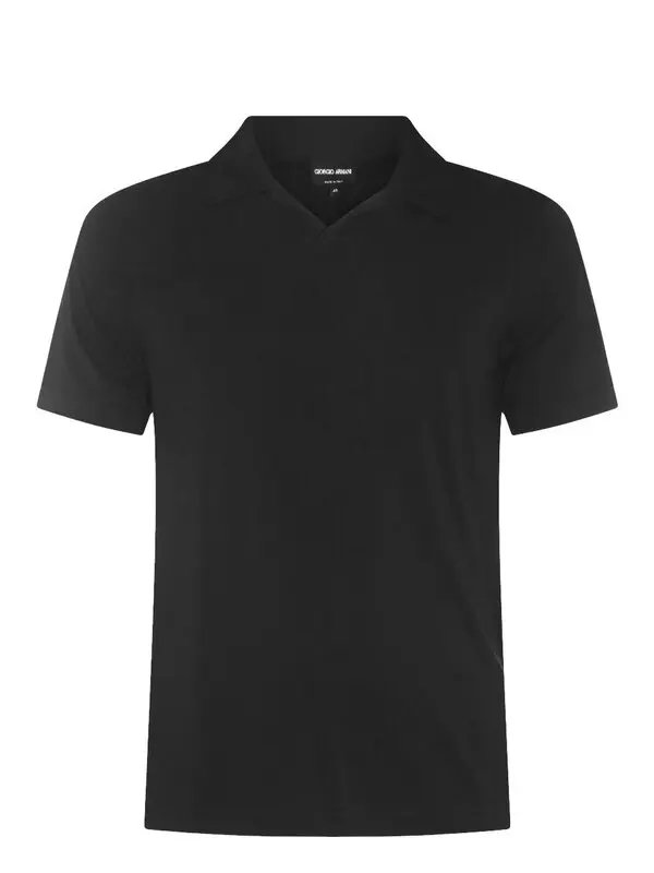 Giorgio Armani Viscose Polo Shirt - Black