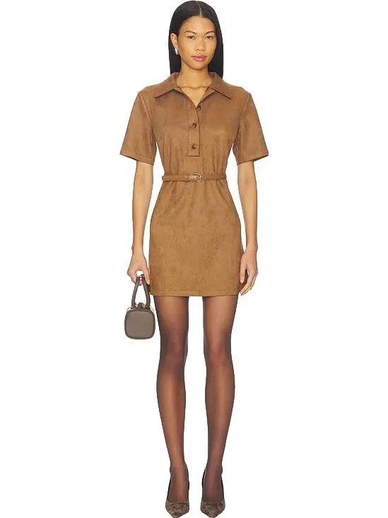ELODIE THE LABEL Ace Faux Suede Mini Dress - Brown