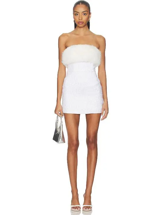 Retrofete Torin Sequin Fur Dress - Ivory