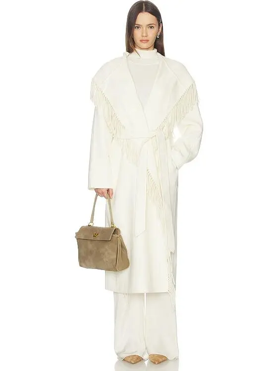 Sablyn Hooded Wool-cashmere Coat With Fringe - Ivory