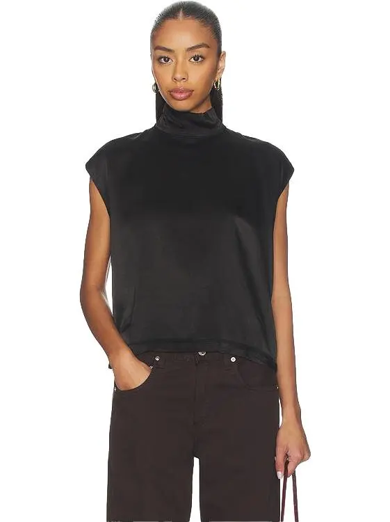 BOBI Mock Neck Muscle Tee - Black