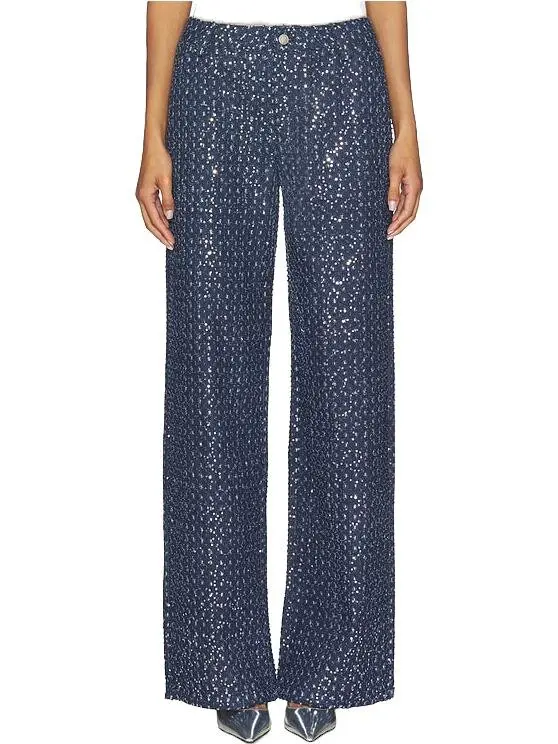BY.DYLN Valentino Sequin Wide Leg Pants - Blue