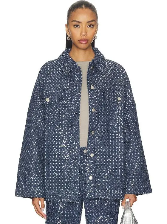 BY.DYLN Sequined Denim Jacket - Blue