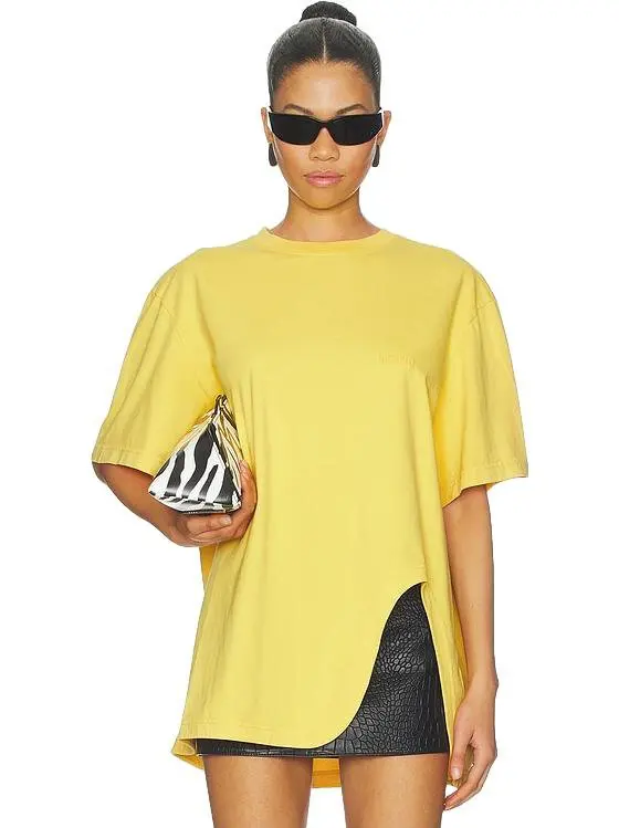 Attico Oversized T-shirt With Notched Hem - Yellow