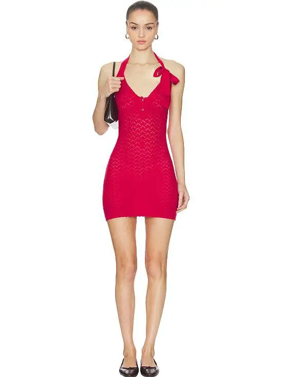 Frankies Bikinis Glamour Cloud Knit Mini Dress - Red