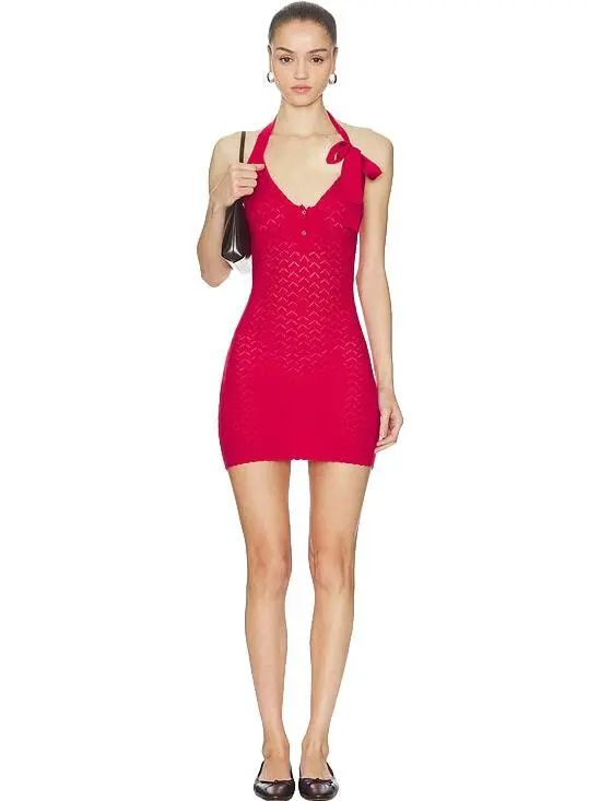 Frankies Bikinis Glamour Cloud Knit Mini Dress - Red