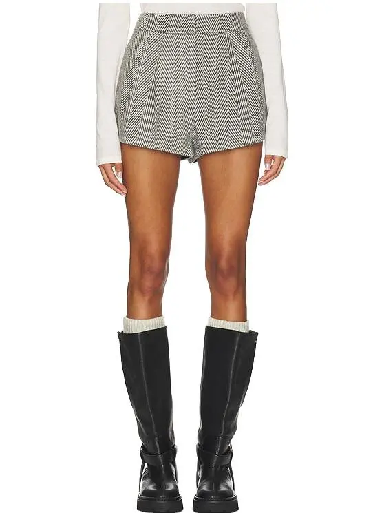 Astr The Label Sorine Herringbone Shorts - Grey