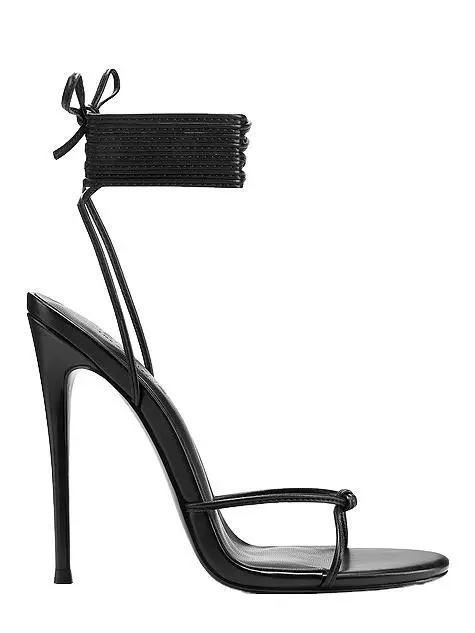 Femme La Athens Stiletto Heel With Ankle Tie - Black