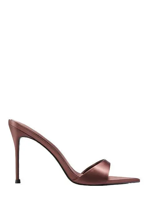 Femme La Kaia Satin Stiletto Slipper - Brown