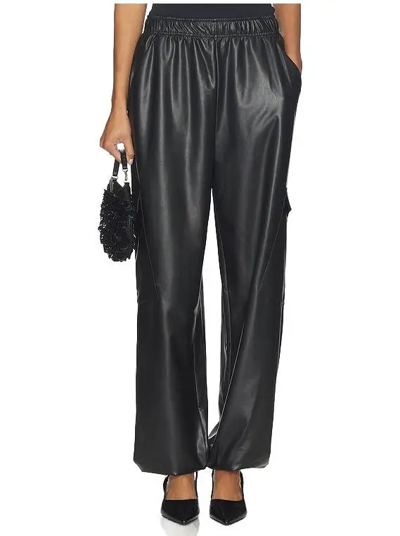 Lapointe Textured Faux Leather Jogger - Black