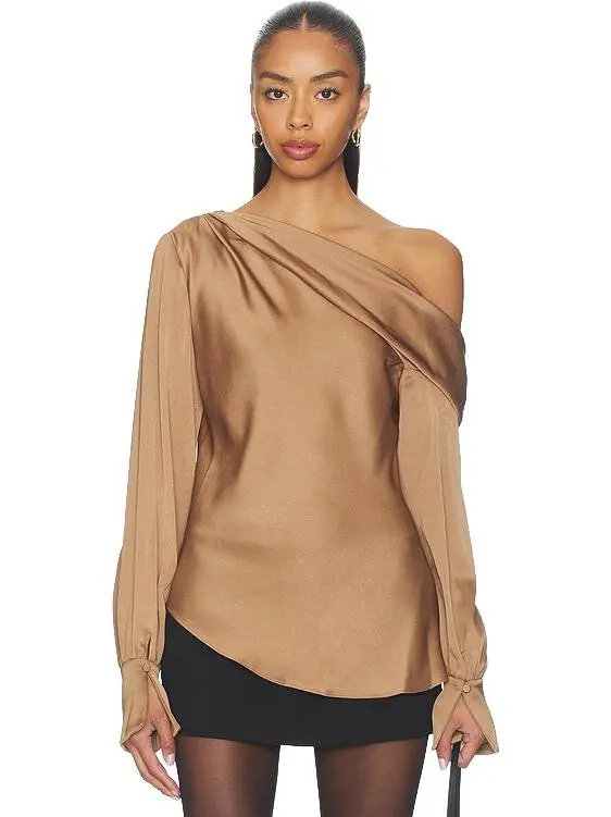 Simkhai Alice One Shoulder Top - Brown