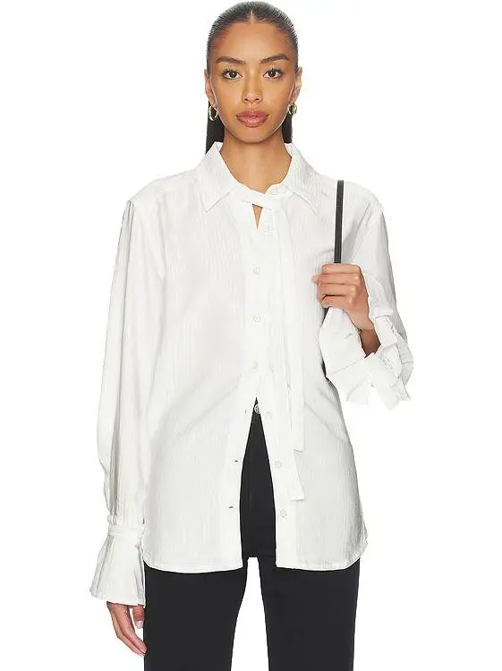 Free People Mary Lou Silky Shirt - Ivory