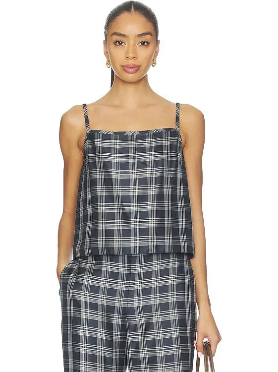 Theory Bind Strap Plaid Top - Navy