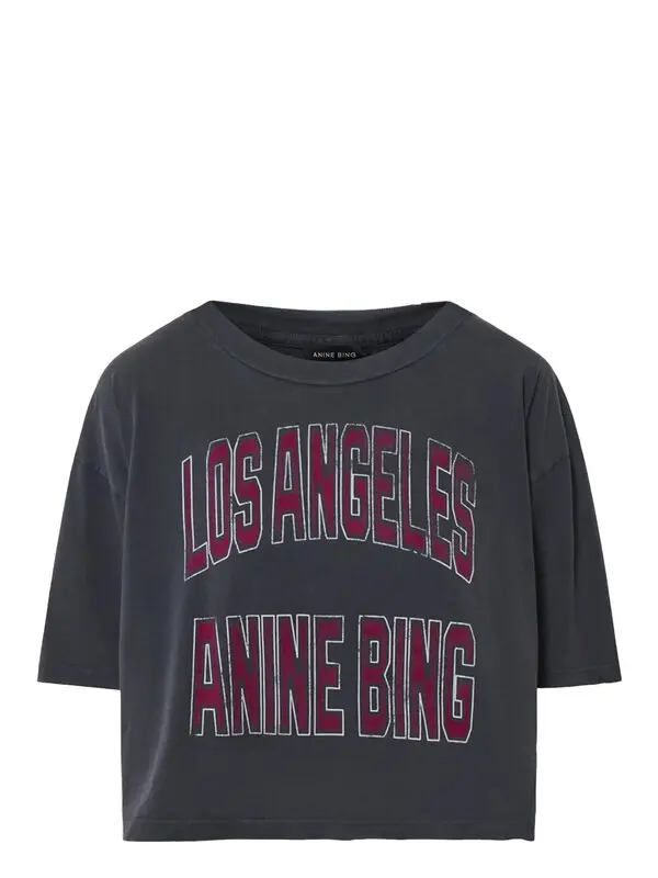 ANINE BING Johnny Cropped T-shirt - Washed Black