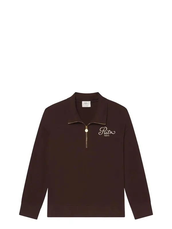 RITZ PARIS X FRAME Sweater Ritz Half Zip Polo - Chocolate
