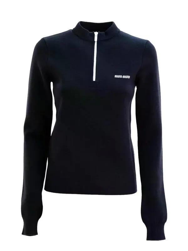Miu Miu Wool Half-zipper Sweater - Blue