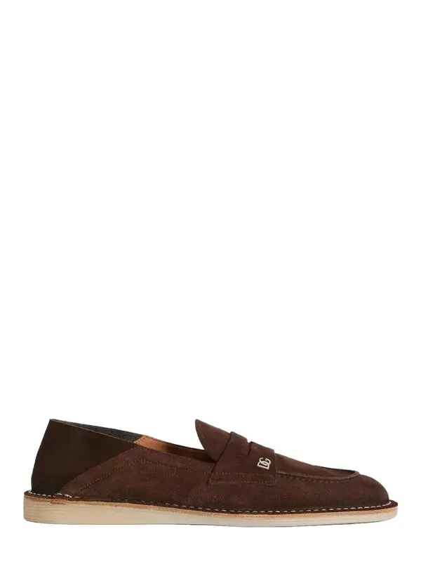 Dolce & Gabbana Logo-plaque Suede Loafers - Brown