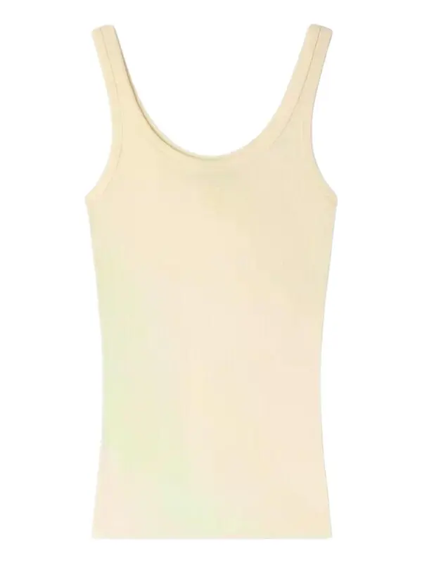 Sandro Ribbed Vest Top With Embroidered Detail - Yellow