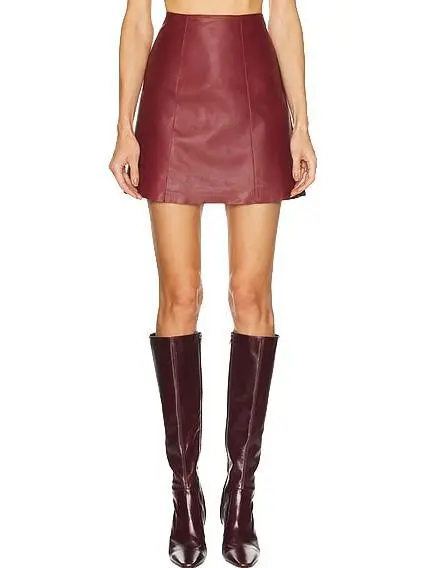 BY MALENE BIRGER Leather Skirt - Cabernet