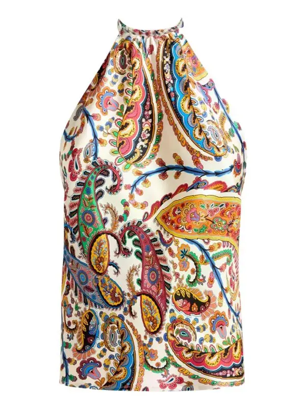 Etro Floral Paisley Halterneck Blouse - Neutrals