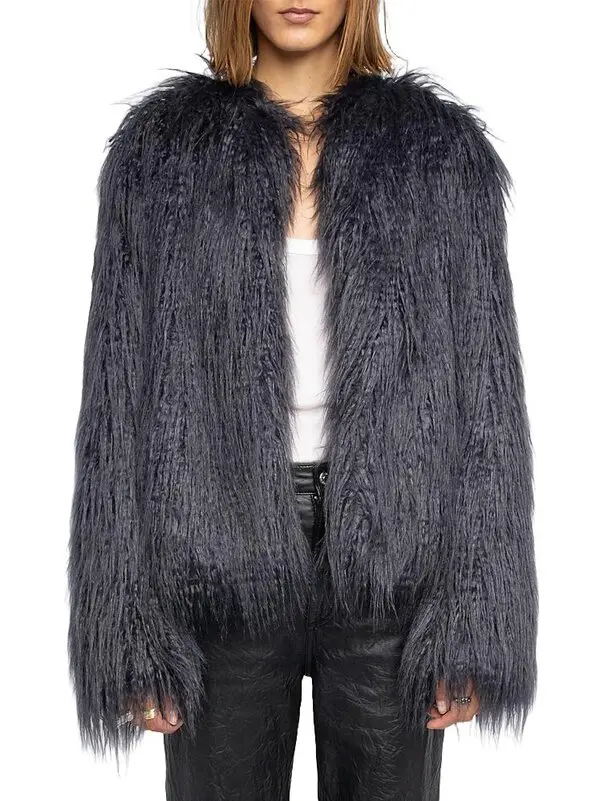 Zadig&Voltaire Freddie Faux Fur Coat - Anthracite