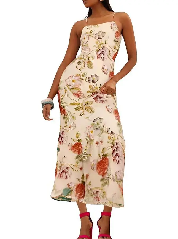 Coast Muse Strappy Floral Sequin Maxi Dress - Nude