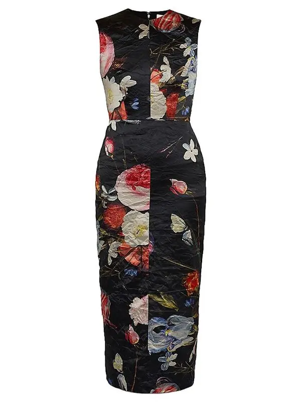Erdem Sleeveless Pencil Dress - Dutch Flower Painting Bla