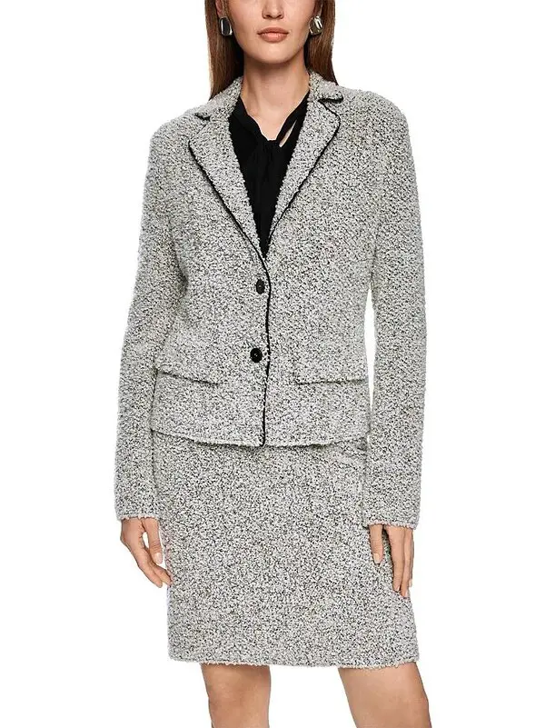 MARC CAIN Boucle Blazer Knitted In Germany - Smoke