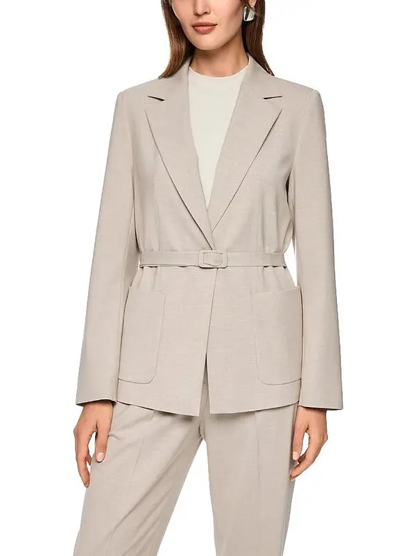 MARC CAIN Notched Lapel Blazer With Belt - Smoke
