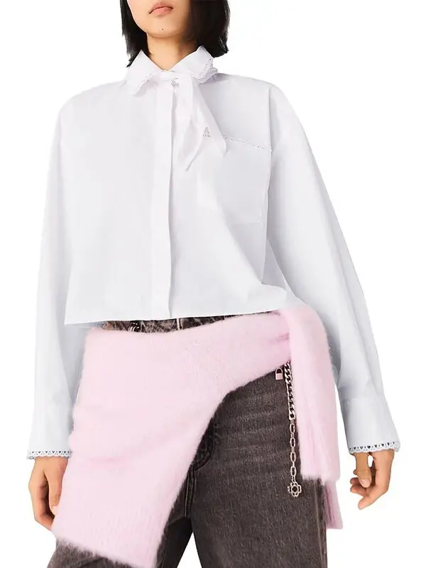 Maje Crochet Collar Shirt - White