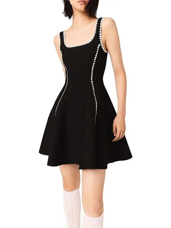 Maje Babydoll Skater Mini Dress - Black