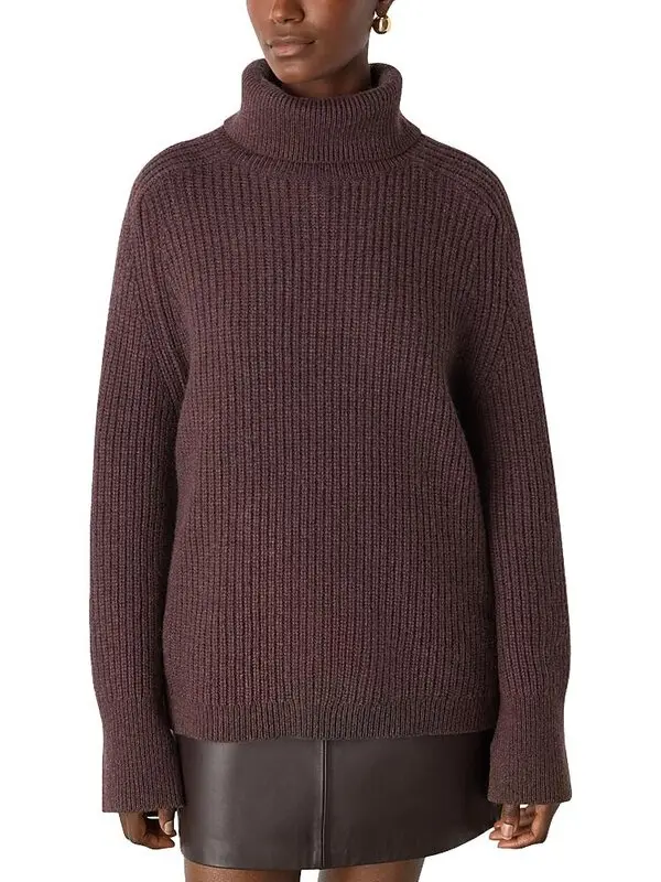 Whistles Heavy Gauge Roll Neck Knit Sweater - Brown