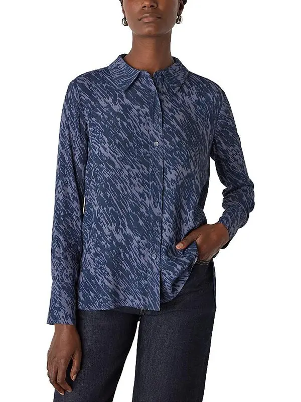 Whistles Abstract Marks Collared Shirt - Blue/multi