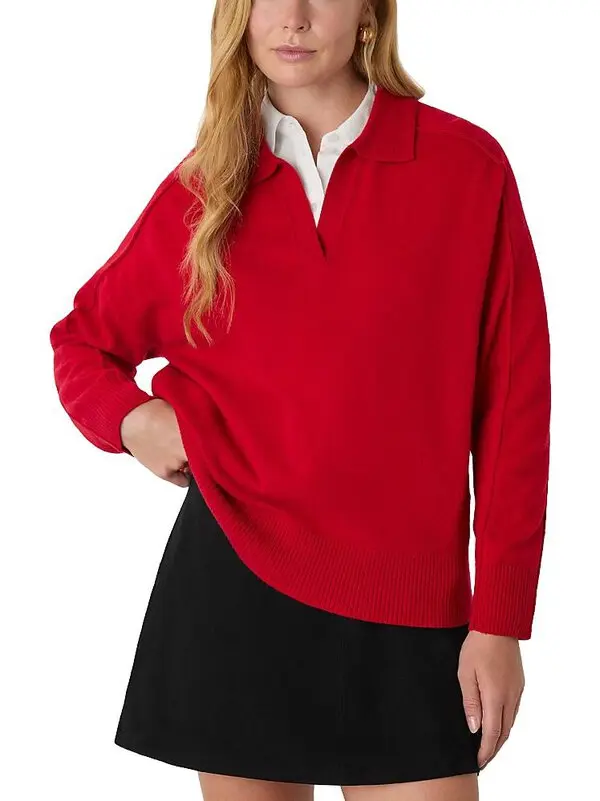 Whistles Wool Collar Neck Knit Sweater - Red