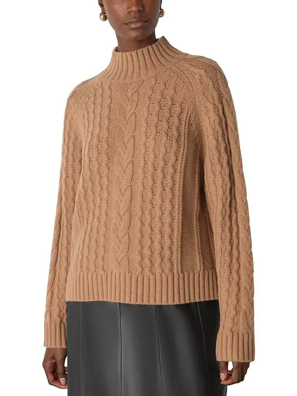 Whistles Cable Wool-blend Knit Sweater - Camel