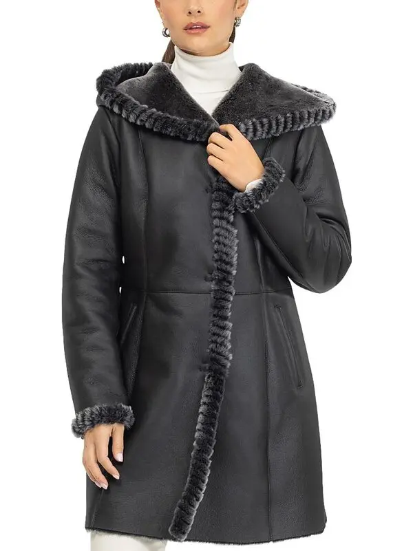 Gorski Merino Shearling Lamb Parka With Trim - Black Brisa
