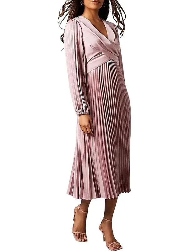 Coast Petite Pleat Skirt Midi Dress - Antique Rose