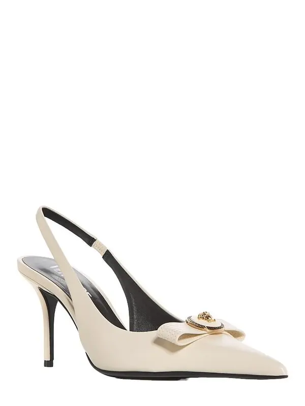 Versace Ribbon Slingback Pumps - Ecru
