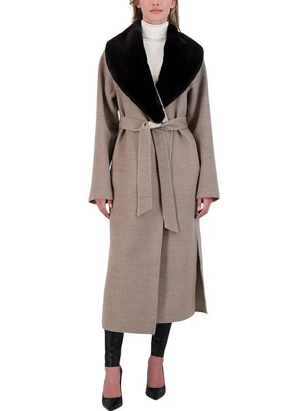 Gorski Wool Coat With Detachable Shearling Lamb Collar - Taupe/beige
