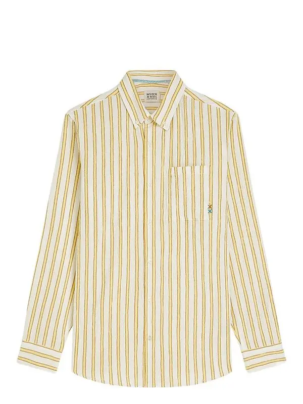 Scotch & Soda Crinkled Button Down Shirt - Raffia Stripe