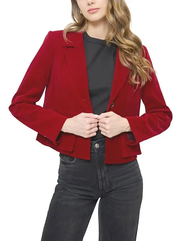 Central Park West Ember Velvet Boxy Blazer - Burgundy