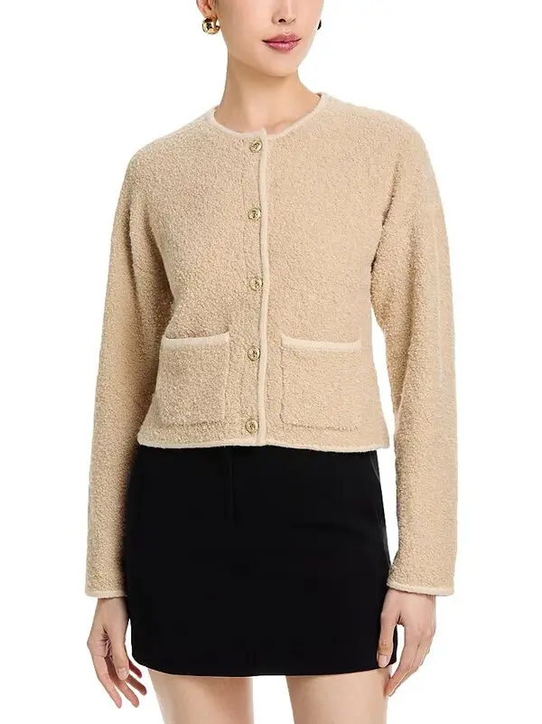 French Connection Effie Boucle Knit Cardigan Sweater - Oatmeal Melange
