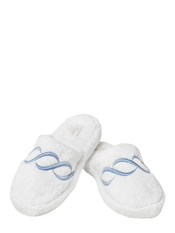 PRATESI Treccia Braid Embroidery Slippers - White/medium Blue