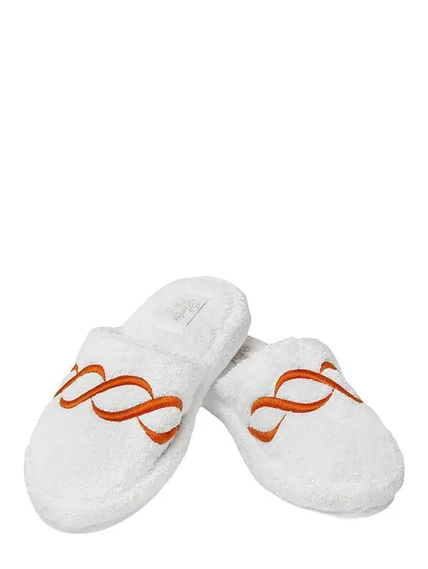 PRATESI Treccia Braid Embroidery Slippers - White/orange