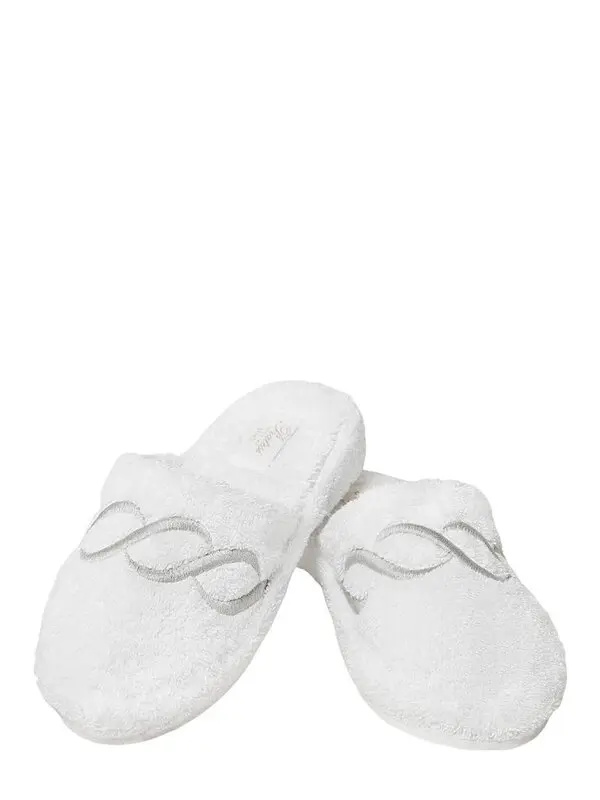 PRATESI Treccia Braid Embroidery Slippers - White/sterling
