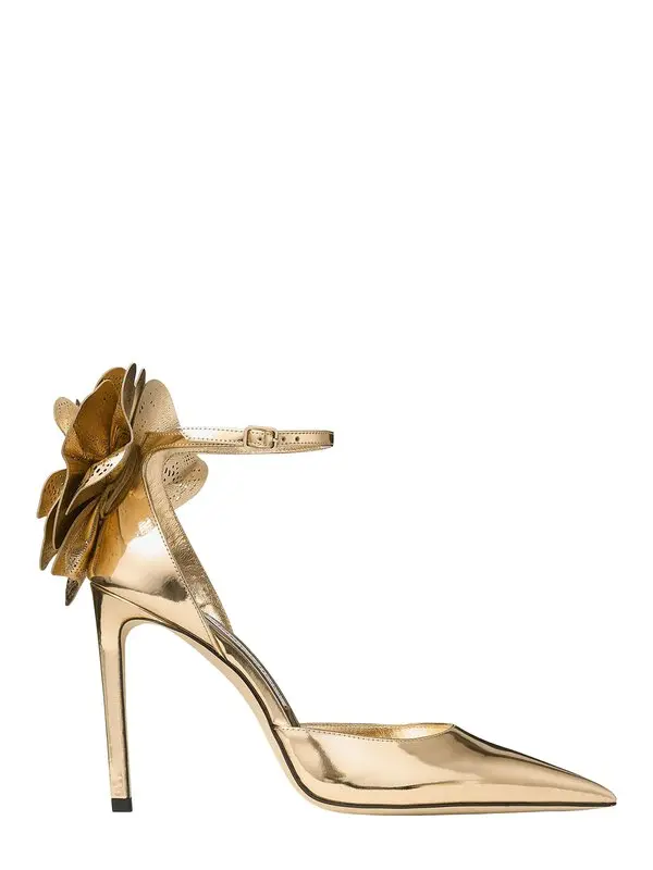 JIMMY CHOO Marja 100 Leather Pumps - Gold