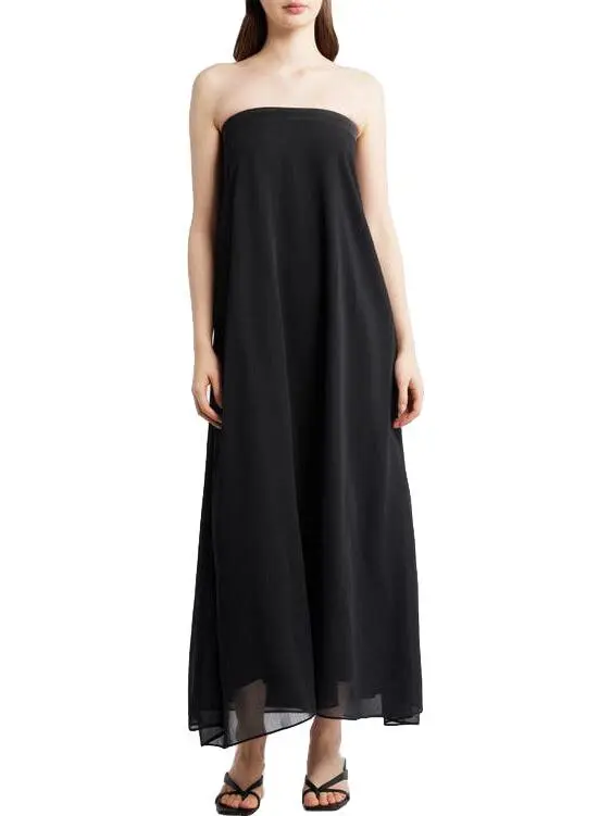 PETAL & PUP Amici Strapless Bow Back Maxi Dress - Black