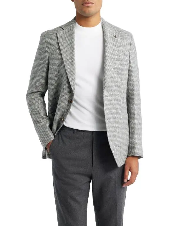 JACK VICTOR Myles Unconstructed Basketweave Sport Coat - Light Grey